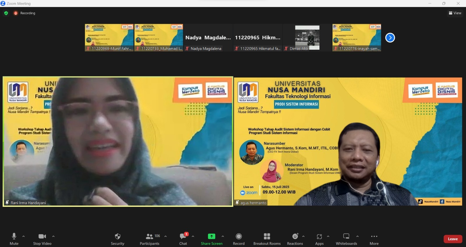 Materi Workshop - COBIT Nusa Mandiri 2023 | Agus Hermanto